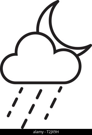 Rain Cloud Moon outline icon. Sleep night dreams symbol. Meteorology ...