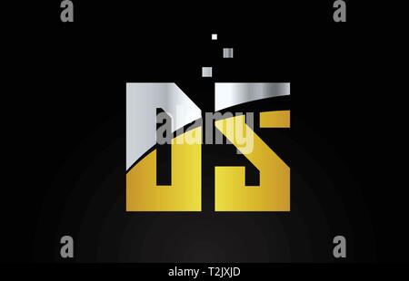 silver letter ds d s metal combination alphabet logo icon design with ...