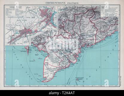 COCHINCHINA Cochinchine Indochina Vietnam. Saigon/Ho Chi Minh city plan ...