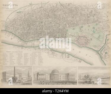 Calcutta / Kolkata town city plan. Fort William. British India 1931 old ...