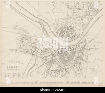 DRESDEN: Antique town plan. City map. Germany. BRADSHAW, 1890 Stock ...
