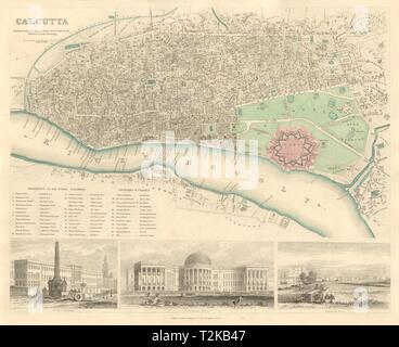 Calcutta / Kolkata town city plan. Fort William. British India 1931 old ...