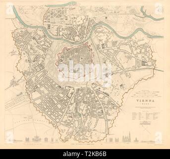 VIENNA WIEN antique town plan city map. Austria. BRADSHAW c1898 old ...