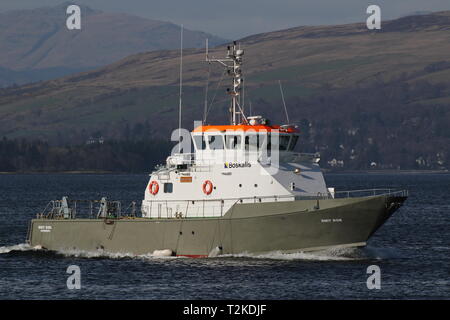 Range safety patrol boat Smit Merrion touring anchored boats in Dale ...