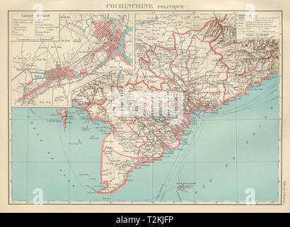 COCHINCHINA Cochinchine Indochina Vietnam. Saigon/Ho Chi Minh city plan ...