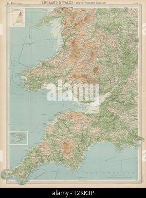 SOUTH WALES & SOUTH WEST ENGLAND: Devon Cornwall Somerset. Bacon, 1895 ...