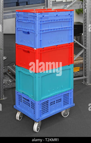 Plastic Boxes at Cart for Delivery Shipping Logistic Transport Stock ...