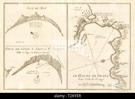 Praia, Santiago, Cape Verde Islands 1885 old antique vintage map plan ...