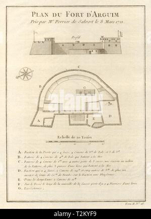 'Plan de Fort d'Arguim'. Mauritania. Arguin fort. BELLIN/SCHLEY 1747 ...