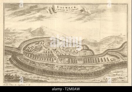 'Eauweck, Capitale de Camboye'. Longvek, Cambodia plan. BELLIN/SCHLEY ...