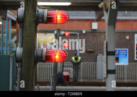 Littlehampton Railway Station, West Sussex, UK on sunny spring ...