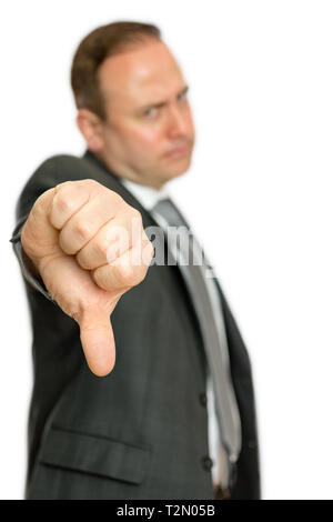 Portrait, rude and man with anger, middle finger and frustrated against ...