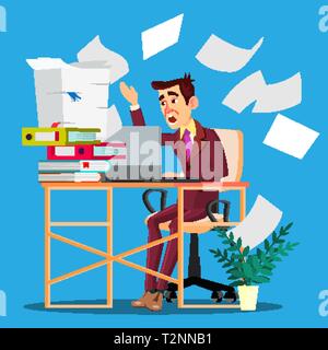 Young businessman concept. Overloaded with paperwork, a male ...