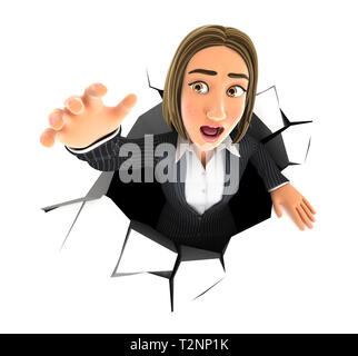 3d cartoon woman falling down on floor, illustration isolated on white ...