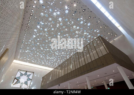 interior of prayer hall, Msheireb Jumaa Mosque, Doha, Qatar Stock Photo ...