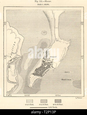 Macao antique town city sketch plan. China 1924 old map chart Stock ...