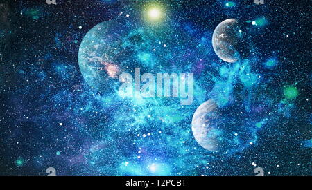 Stars of a planet and galaxy in a free space. Elements of this image ...