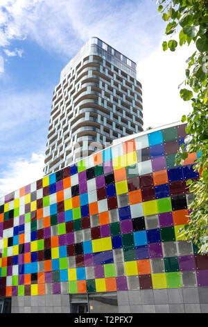 Glass Mill Leisure Centre with residential buildings behind in Lewisham ...