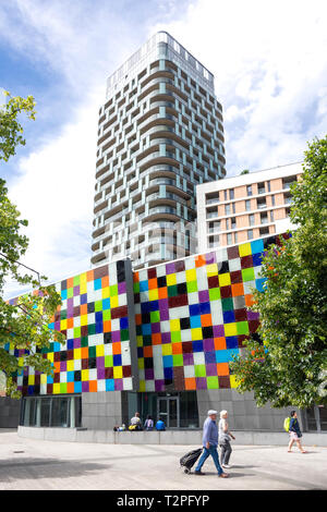 Glass Mill Leisure Centre with residential buildings behind in Lewisham ...
