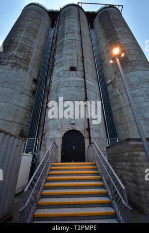 Stairs and lamp at a silo Stock Photo - Alamy