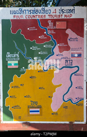 Map of the Golden triangle where Thailand, Laos and Myanmar meet along ...