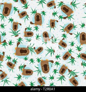 Seamless background design with cute platypus illustration Stock Vector Image & Art - Alamy