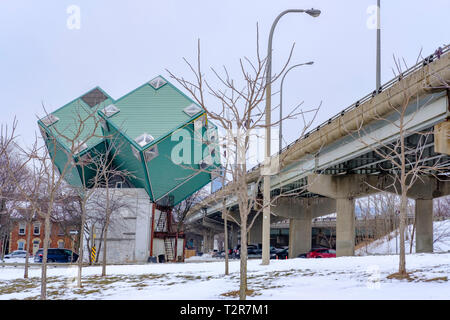 Toronto Cube House, a one-of-a-kind home built with three tilted green ...