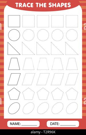 Tracing square shapes worksheet for kindergarten and preschool kids for ...