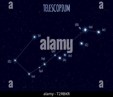 Telescopium constellation constellation. Starry night sky. Zodiac sign ...