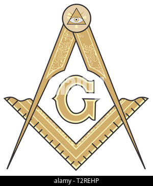 square and compass masonic occultism sacred society illustration Stock ...