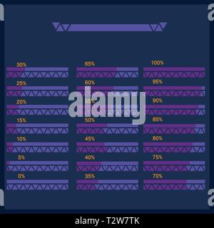 Set of progress bars with percentages on scale with triangles .Flat ...