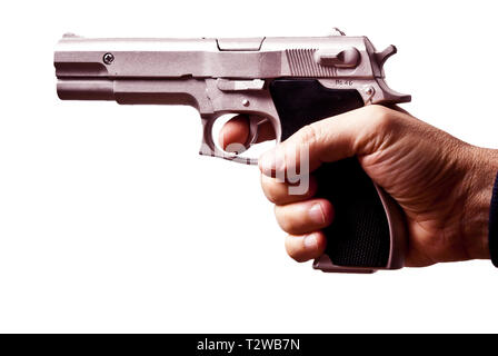 Hand holding and pointing a gun Stock Photo - Alamy