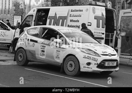 Cambrian rally, Llandudno, Wales. the images are taken in monochrome ...