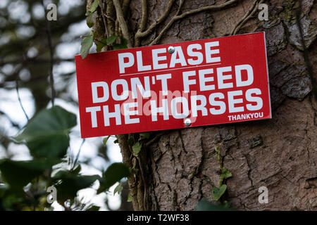 Polite Notice Please do not feed the horses, UK Stock Photo - Alamy