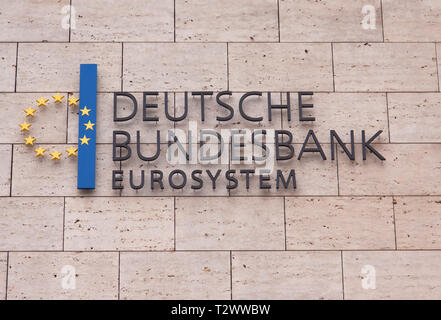 Deutsche Bundesbank (German Federal Bank) logo in Munich, Bavaria ...