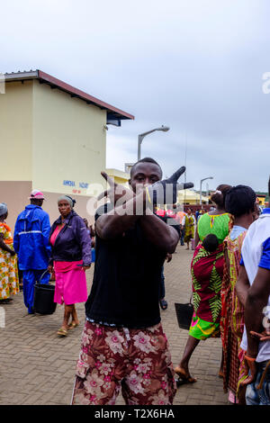 SEKONDI TAKORADI, GHANA – 10 APRIL 2018: Busy harbour scene as ...