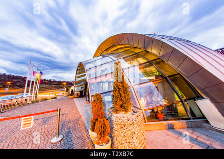 Entrance to Salina Turda salt mine located in the Durgau-Valea Sarata ...