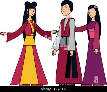 group of women chinese avatar character vector illustration design ...