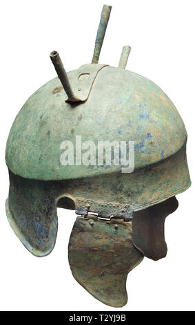 A Chalcidian helmet, 5th - 4th century B.C. Bronze helmet with clearly ...