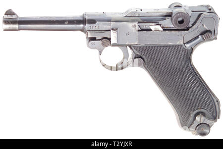 Small arms, pistols, Luger Pistol 08 Parabellum, caliber 9 mm ...