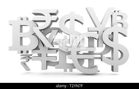 Currency symbols collage relative to trading. Financial market chart on ...