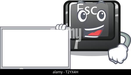 With sign cartoon esc button attached to computer vector illustration ...