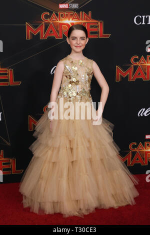 Mckenna Grace attending the 'Captain Marvel' world premiere at El ...