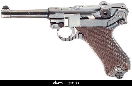 Small arms, pistols, Luger Pistol 08 Parabellum, caliber 9 mm ...