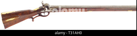 A flintlock rifle,German,circa 1780. Two-stage barrel,octagonal then ...