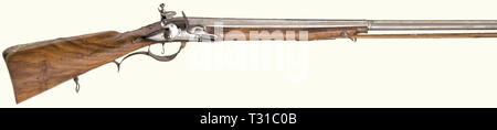 A flintlock shotgun, German, circa 1750. Massive octagonal barrel ...