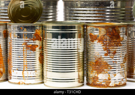 Stack of red tin cans Stock Photo - Alamy