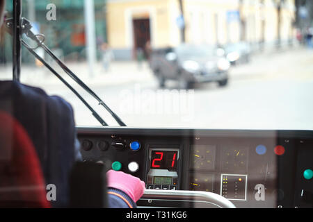 Driver cabin of a tram Stock Photo - Alamy