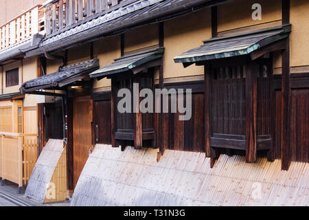 Traditional Japanese architectural window detail with bamboo bars and ...