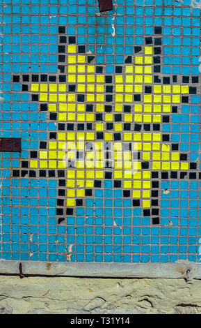 Ceramic USSR tile abstract texture in light grey color, typical soviet ...